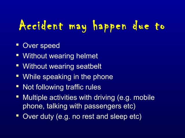 Road Traffic Accident (RTA) | PPT | Injuries | Diseases and Conditions
