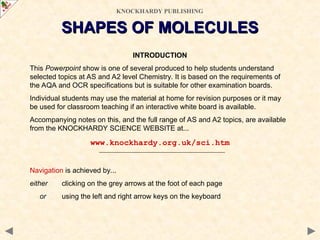 AS Level Chemistry - Shapes of molecules | PPT