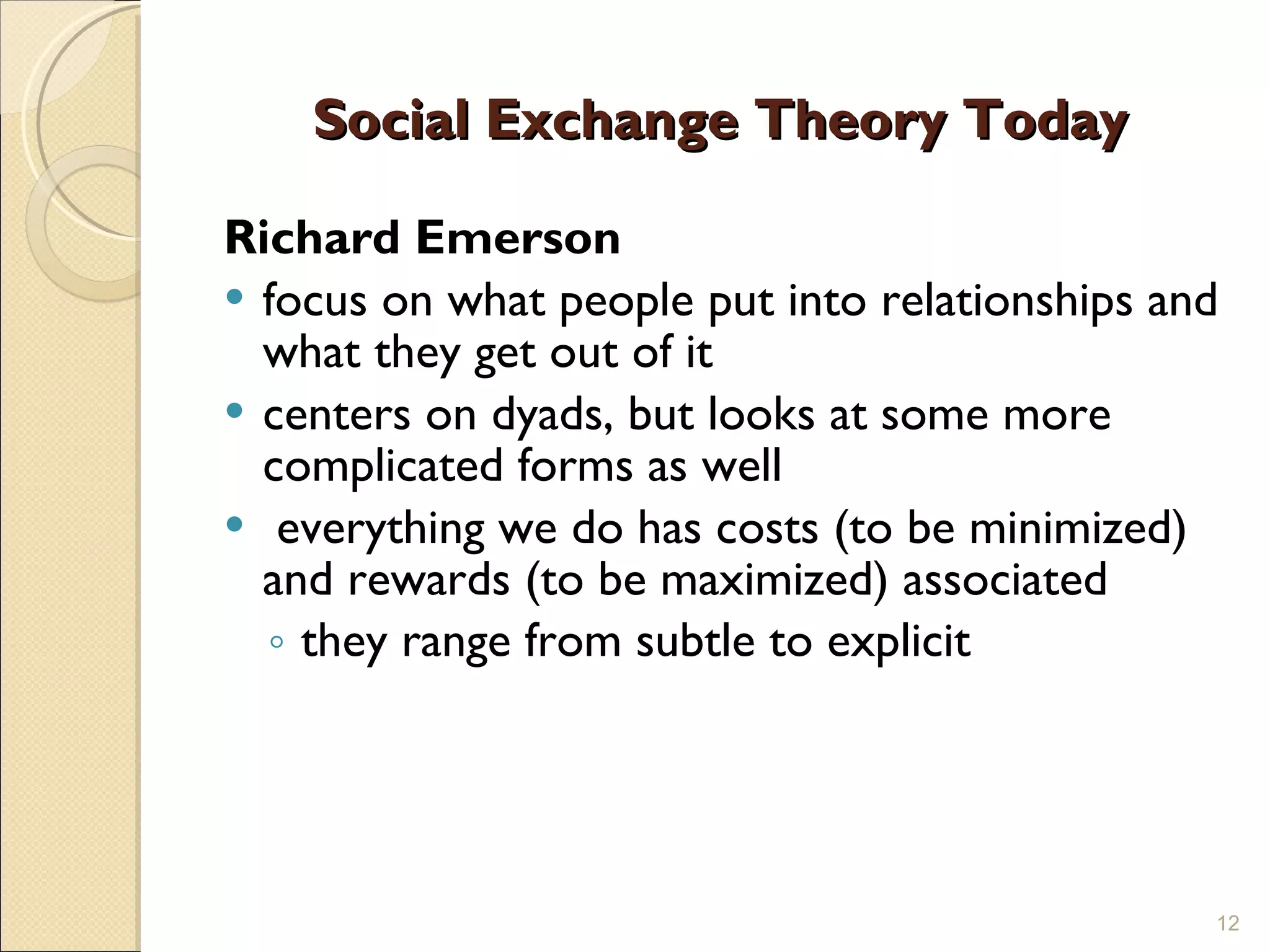 สัปดาห์ที่ 15 social exchange theory | PPT