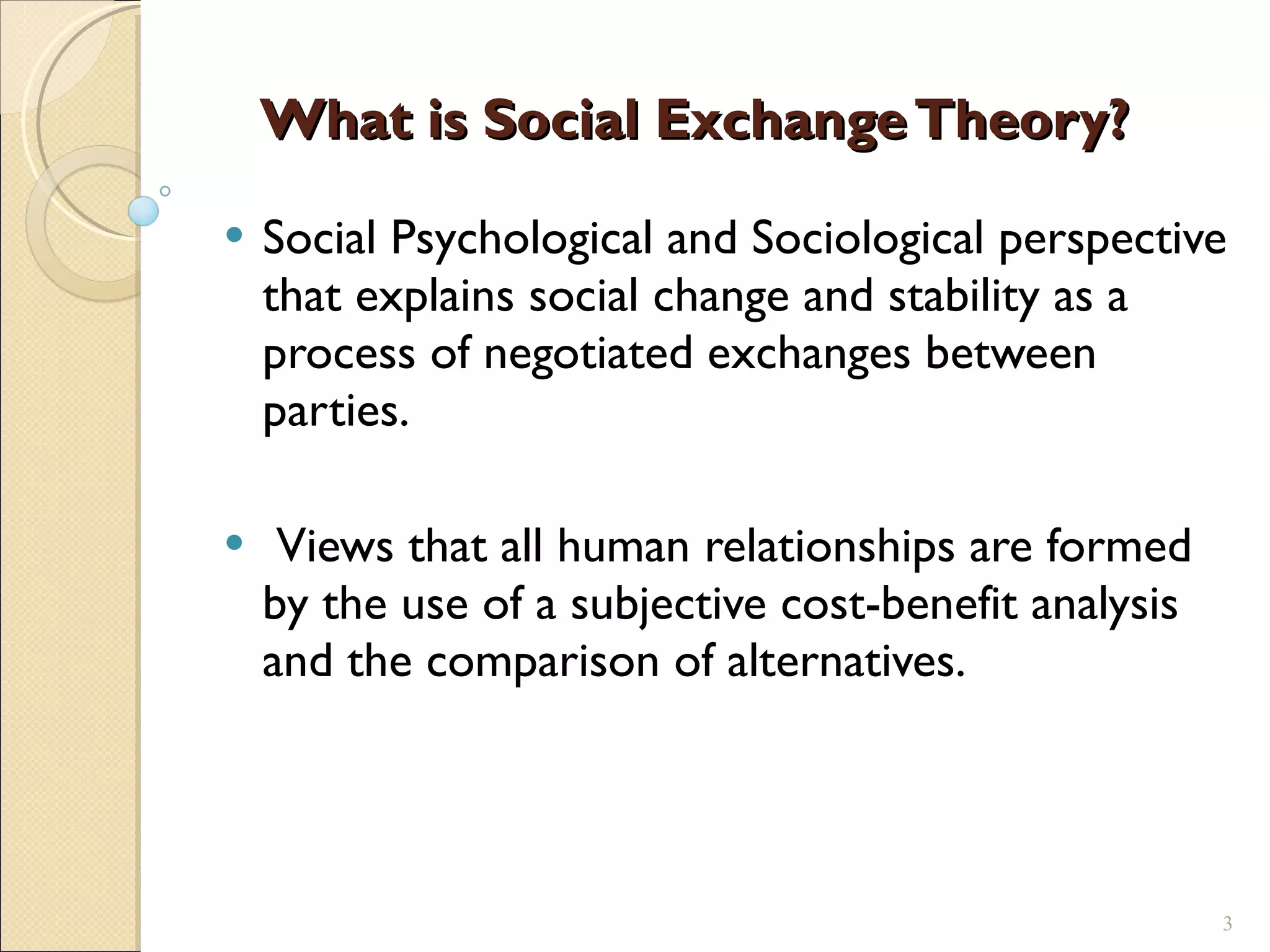 สัปดาห์ที่ 15 social exchange theory | PPT