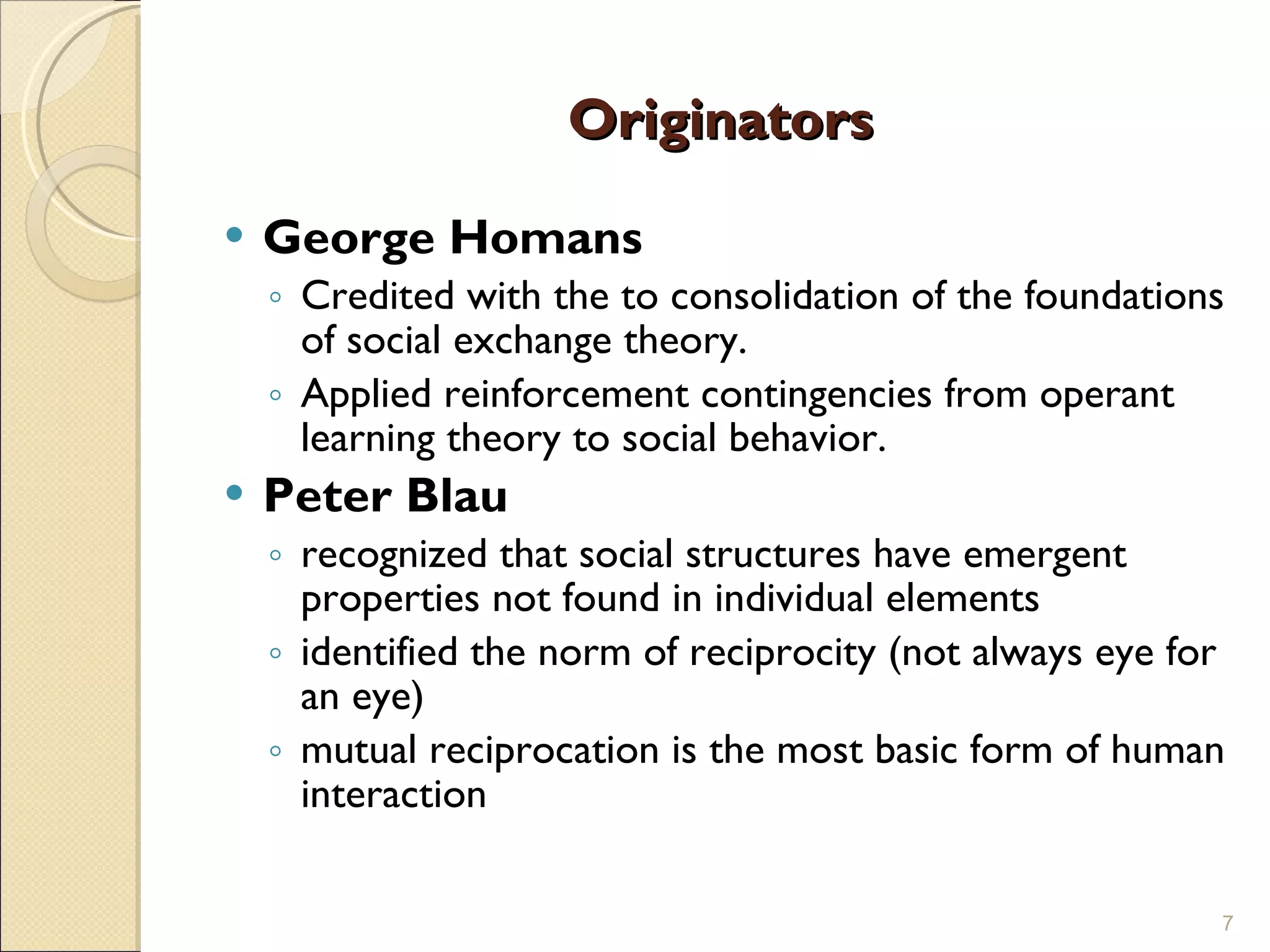 สัปดาห์ที่ 15 social exchange theory | PPT