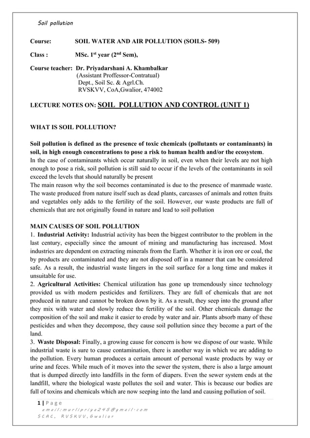 15Soil pollution-SOILS-509-U1L2.pdf | Agriculture | Industries