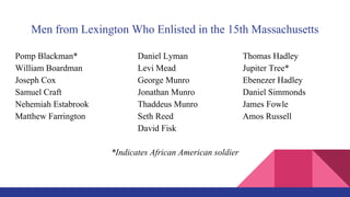 Case Study of the 15th Massachusetts Regiment (1777) | PPT