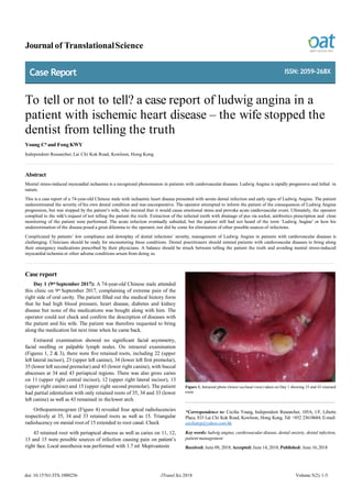 To tell or not to tell a case report of Ludwig Angina in a patient with ...