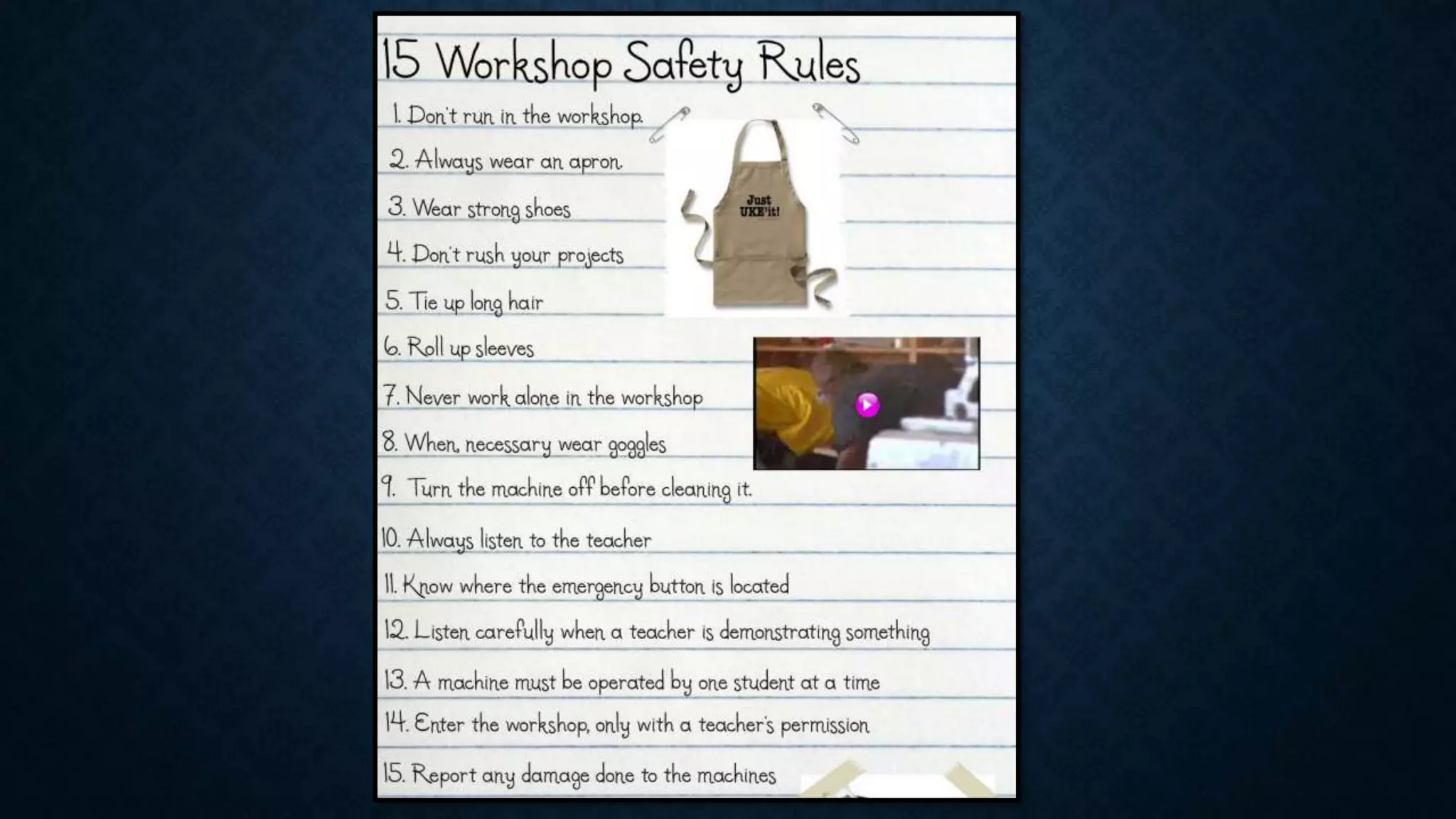 15 workshop safety rules | PPTX