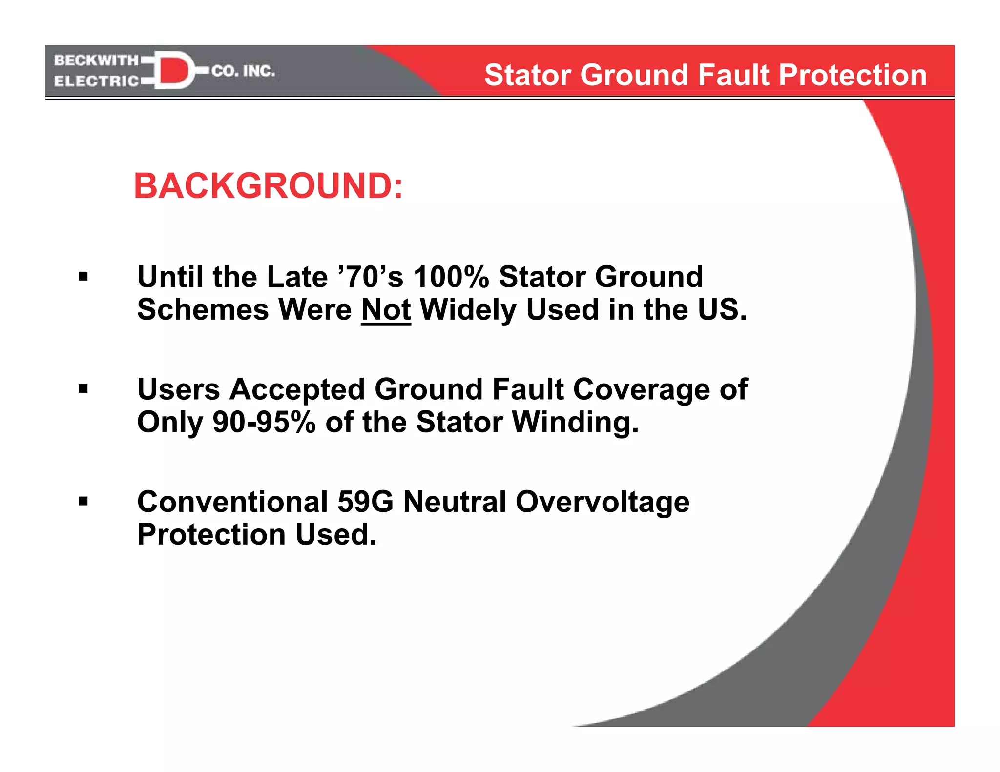 15 years of experience stator ground fault protection | PDF