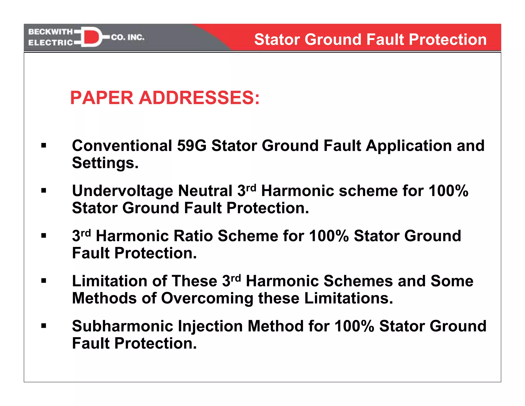 15 years of experience stator ground fault protection | PDF