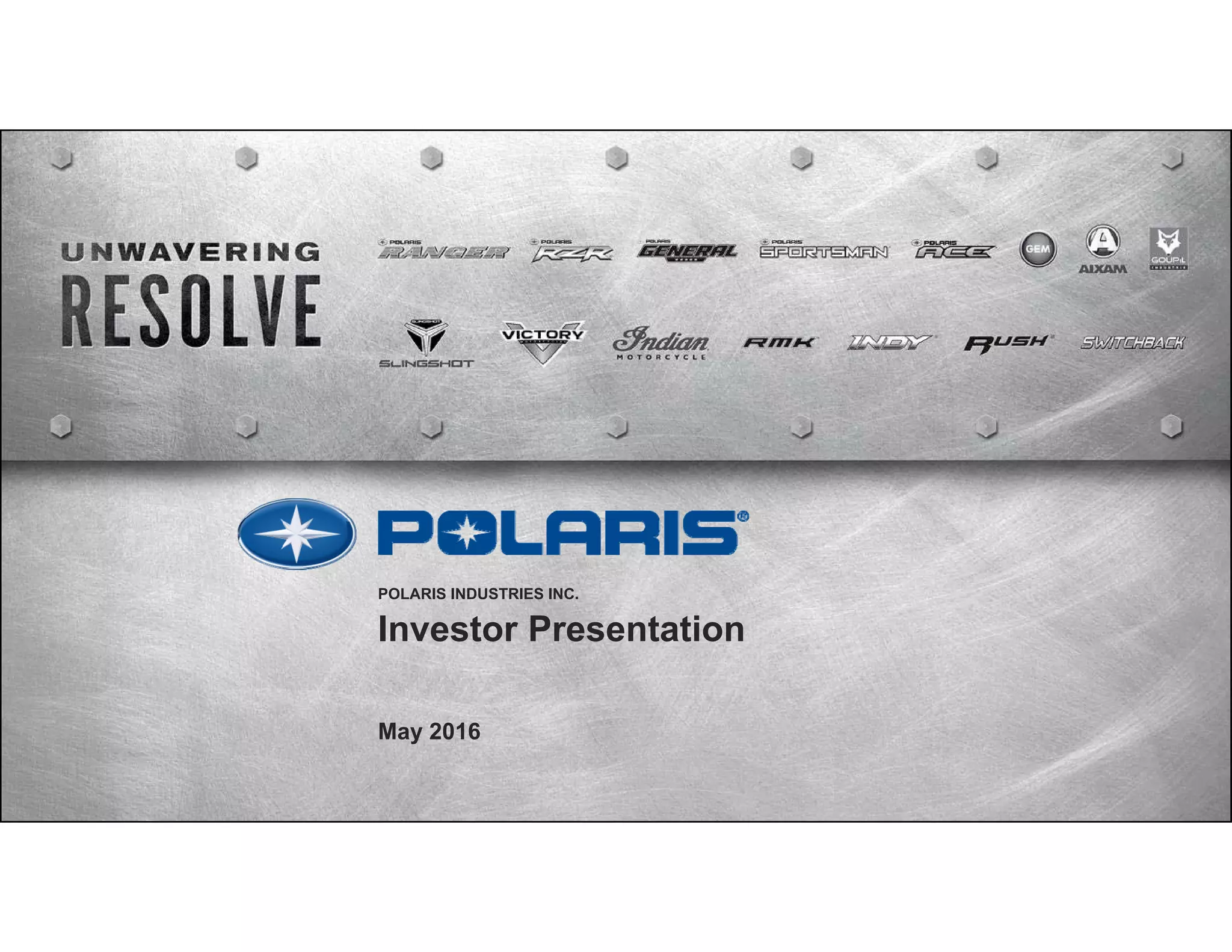 Polaris Investor Presentation – May 2016 | PDF