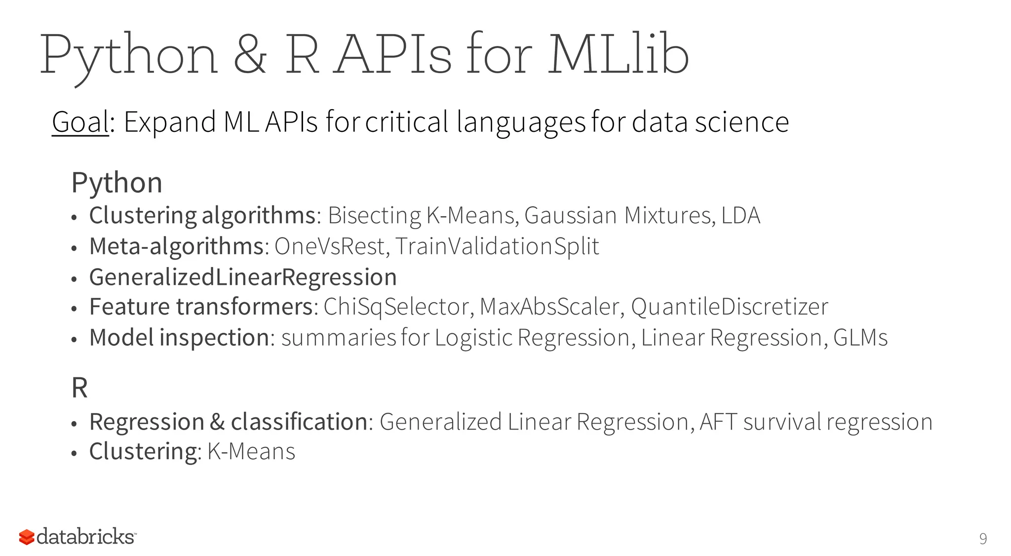 Apache Spark MLlib 2.0 Preview: Data Science and Production | PDF