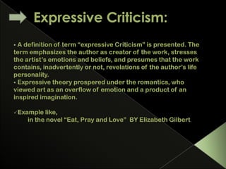 Mimetic criticism, Expressive criticism and Three unities | PPTX