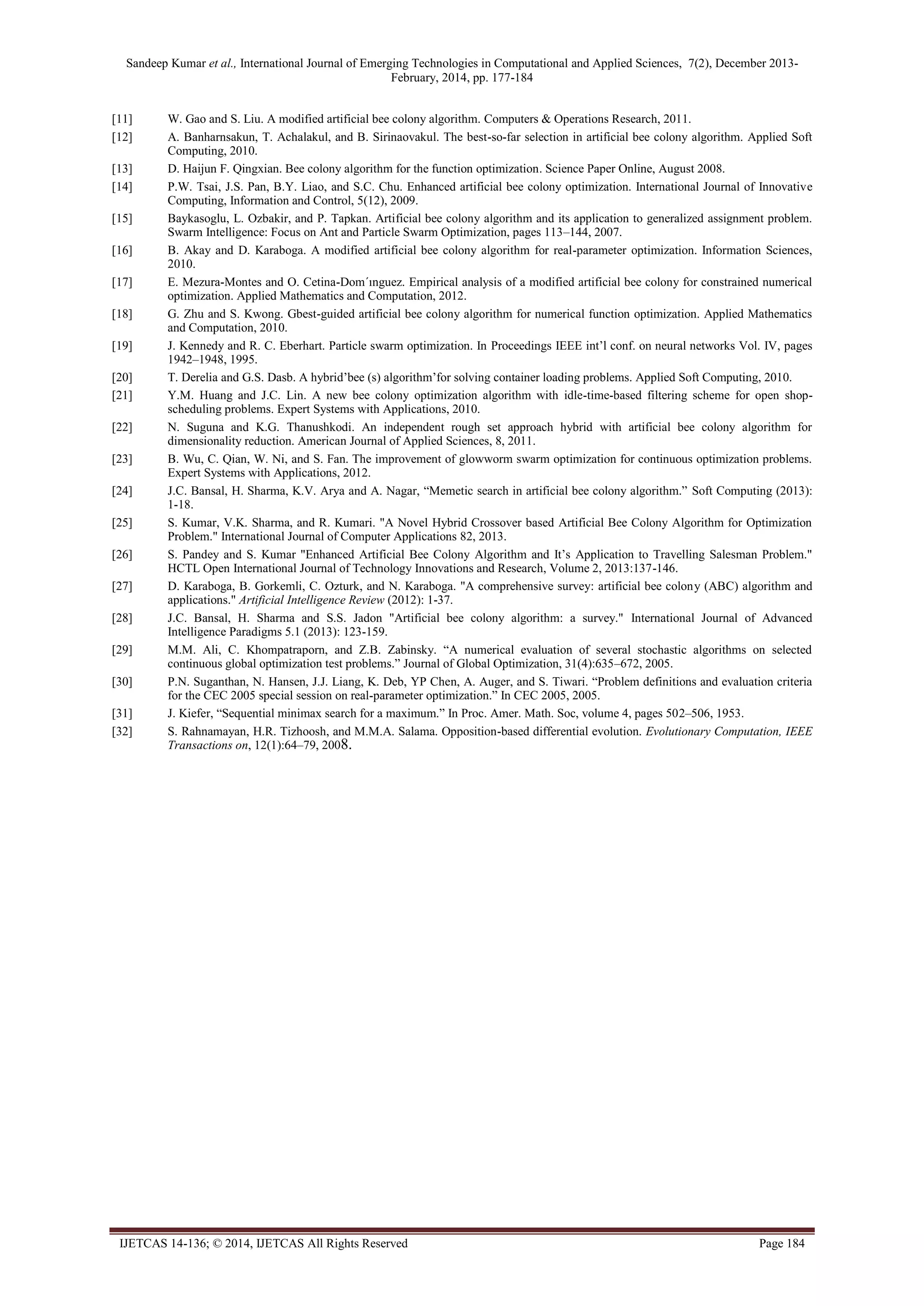 Enhanced local search in artificial bee colony algorithm | PDF
