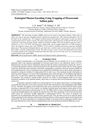 Entangled Photon Encoding Using Trapping of Picoseconds Soliton pulse | PDF