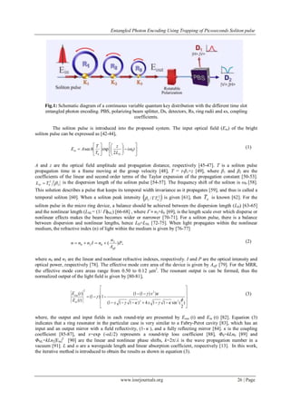 Entangled Photon Encoding Using Trapping of Picoseconds Soliton pulse | PDF
