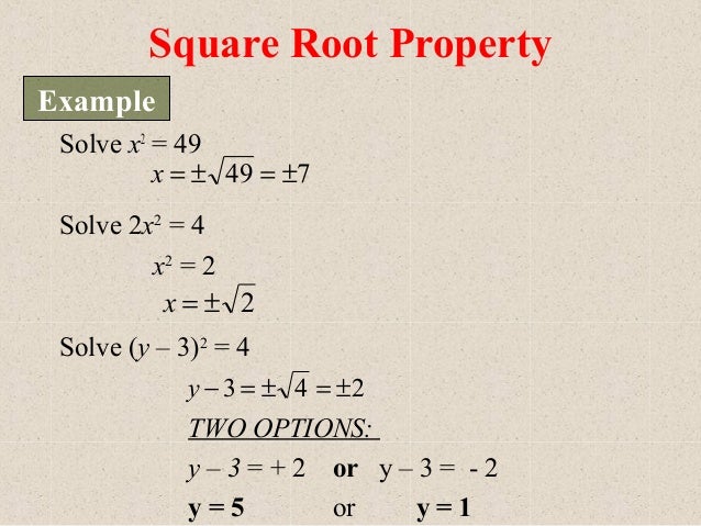 16.1 Solving Quadratics by square roots