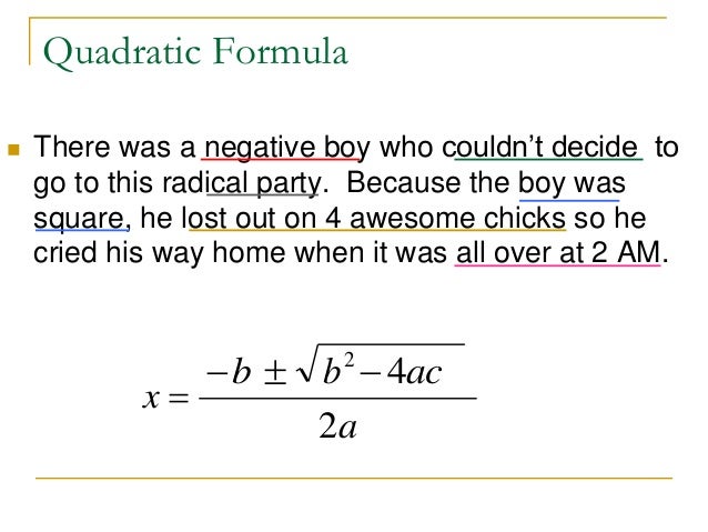 16.6 Quadratic Formula & Discriminant