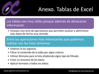 A. tablas de excel | PPTX