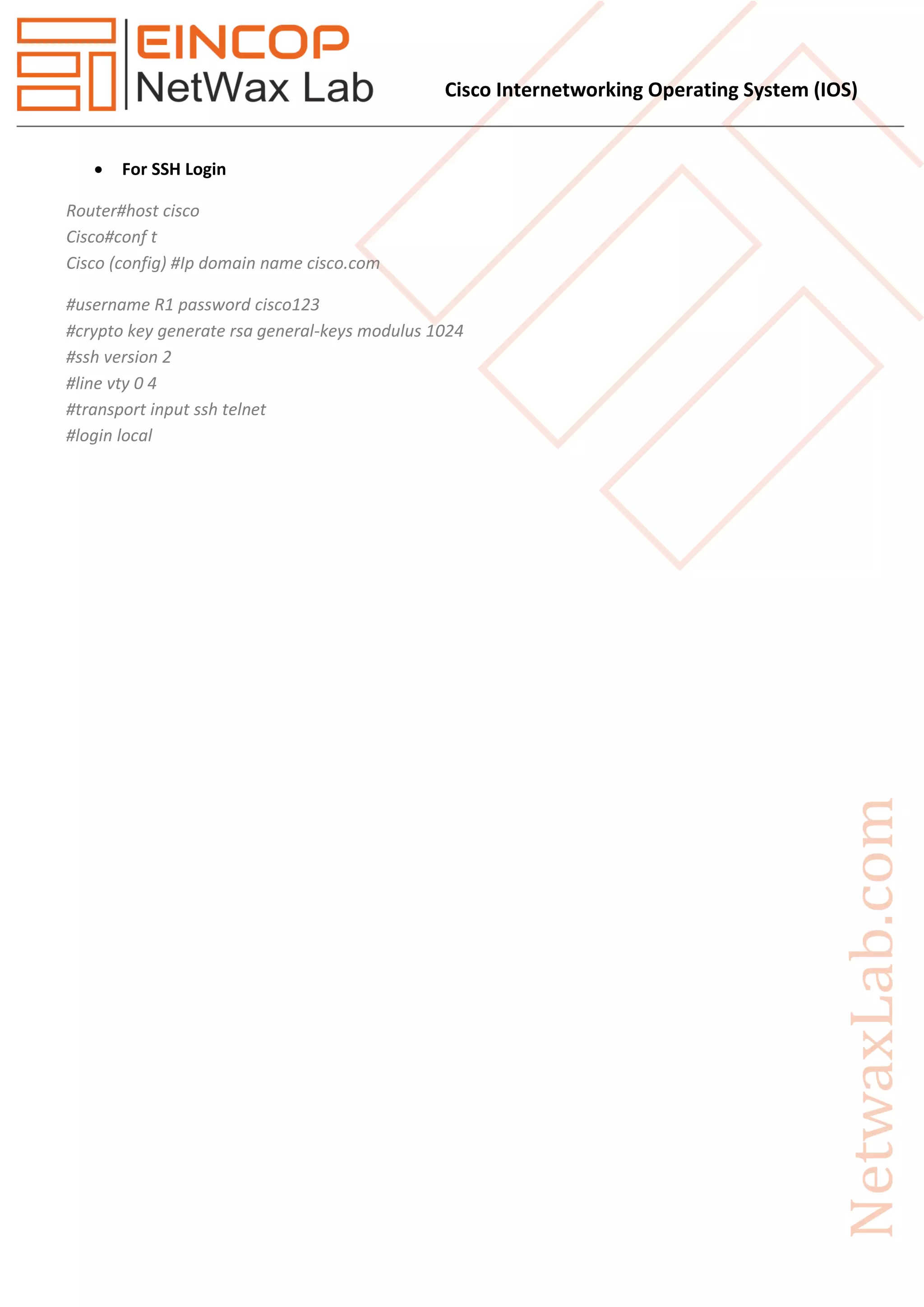 Cisco Internetworking Operating System (ios) | PDF