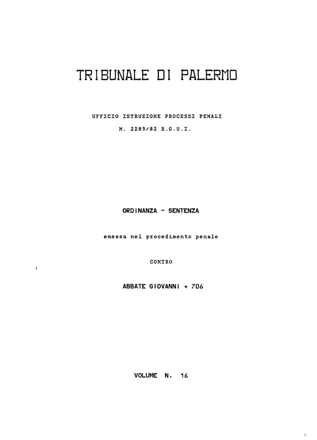 [Maxiprocesso di Palermo, Istruttoria] - Volume 16 | PDF