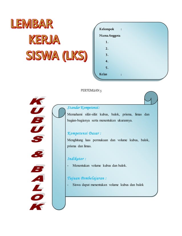 LKS Volume Balok dan Kubus | DOCX
