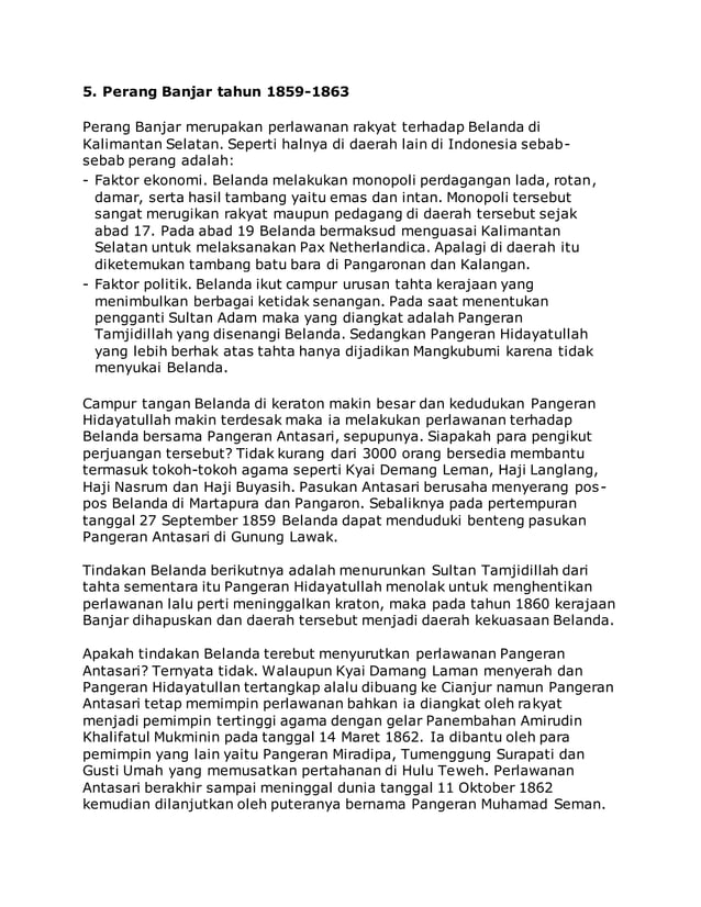 16. perang banjar tahun 1859 1863 | PDF