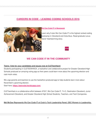 16.9.18 we can code it news - cle teen-hack | PDF