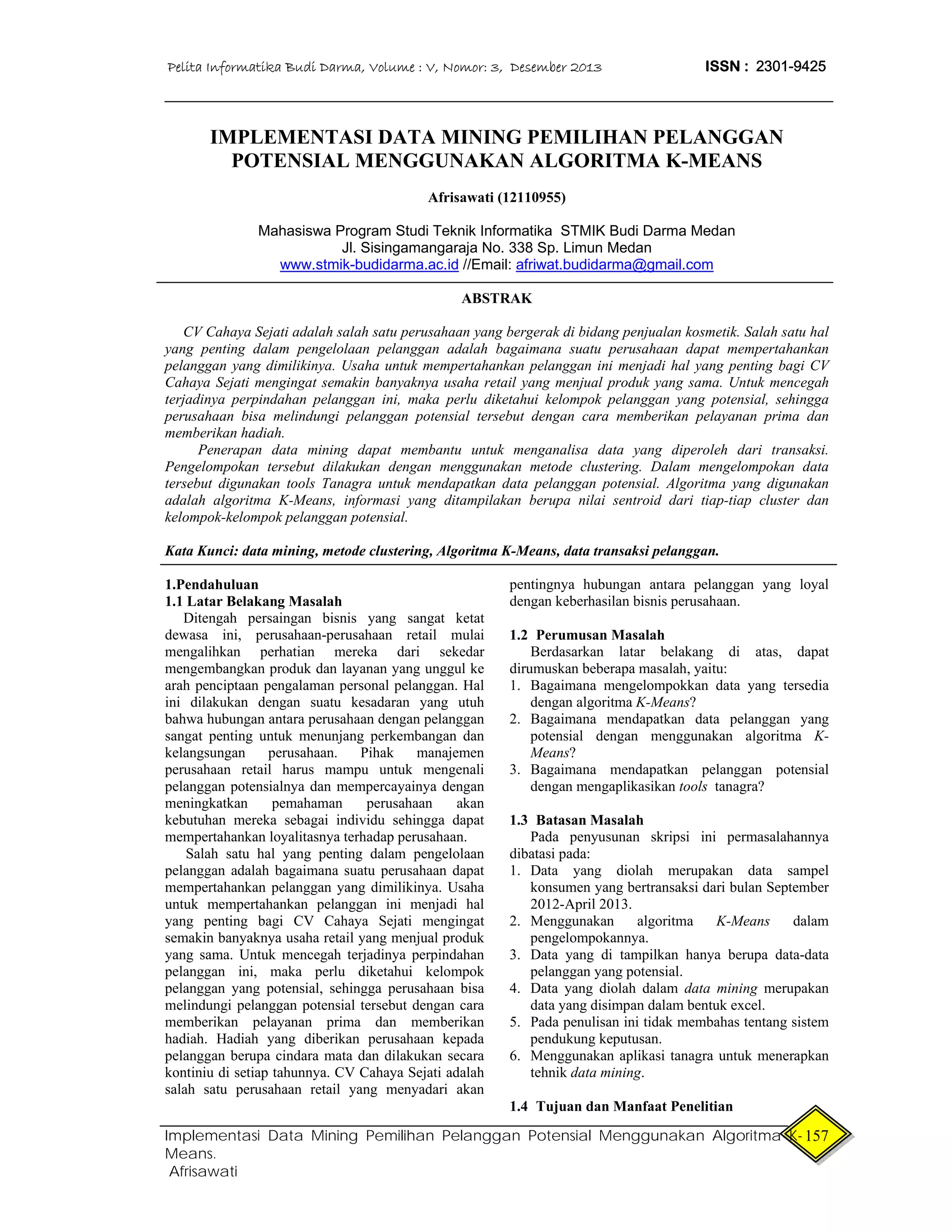 16. afrisawati implementasi data mining pemilihan pelanggan potensial ...