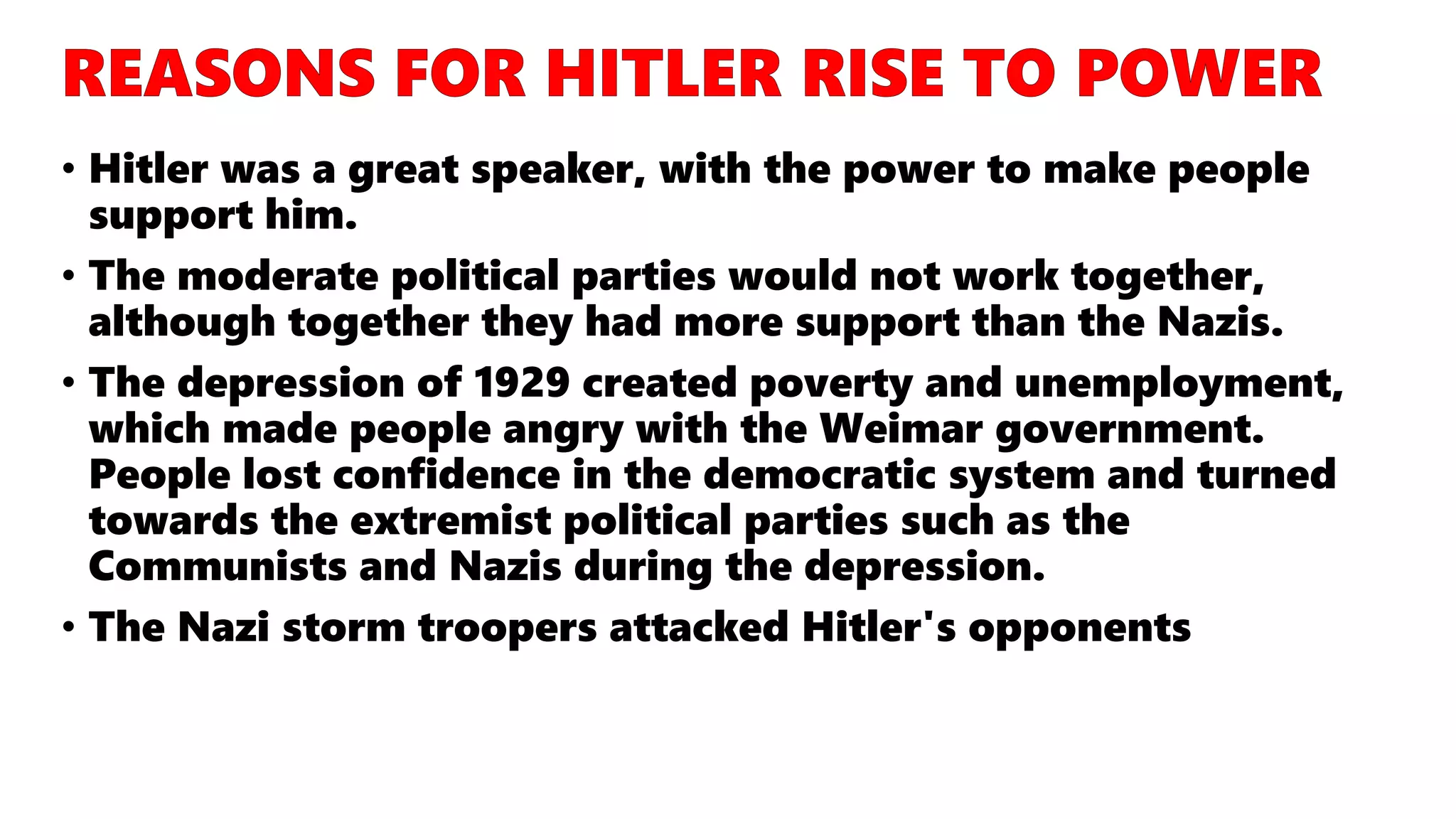 HISTORY YEAR 10: HITLER'S RISE IN POWER | PPTX