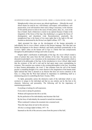 An exposition of Iqbal’s ideas on human nature and personality | PDF