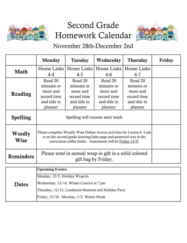 16 17 second grade homework week 15 | PDF | Homework and Study | Education