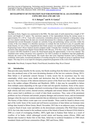 Development of Inundation Map for Hypothetical Asa Dam Break using HEC ...