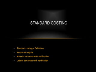 Standard Costing | PPTX | Business Accounting & Finance | Business