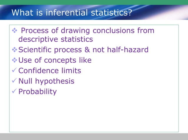 Inferential statistics | PPTX | Chemistry | Science