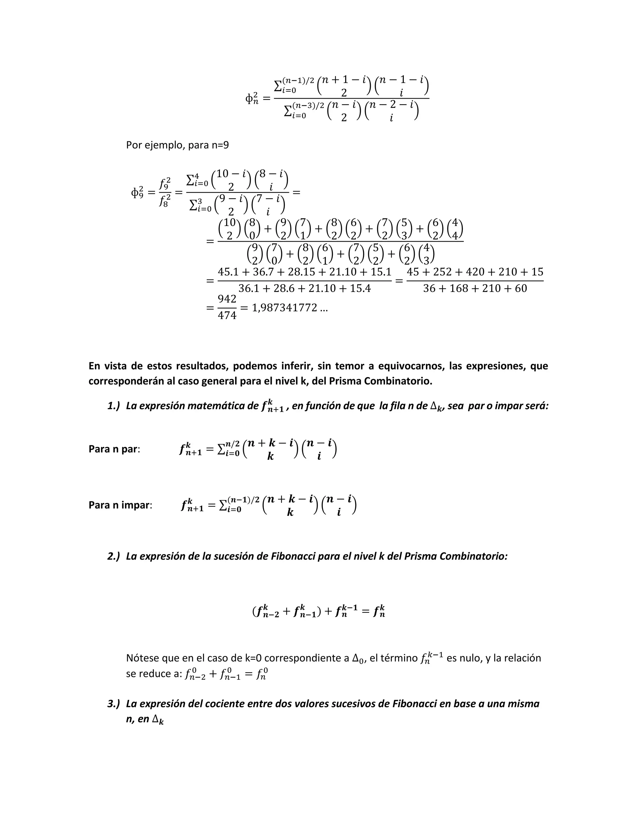 Fibonacci y el numero aureo en el prisma combinatorio | PDF | Physics ...
