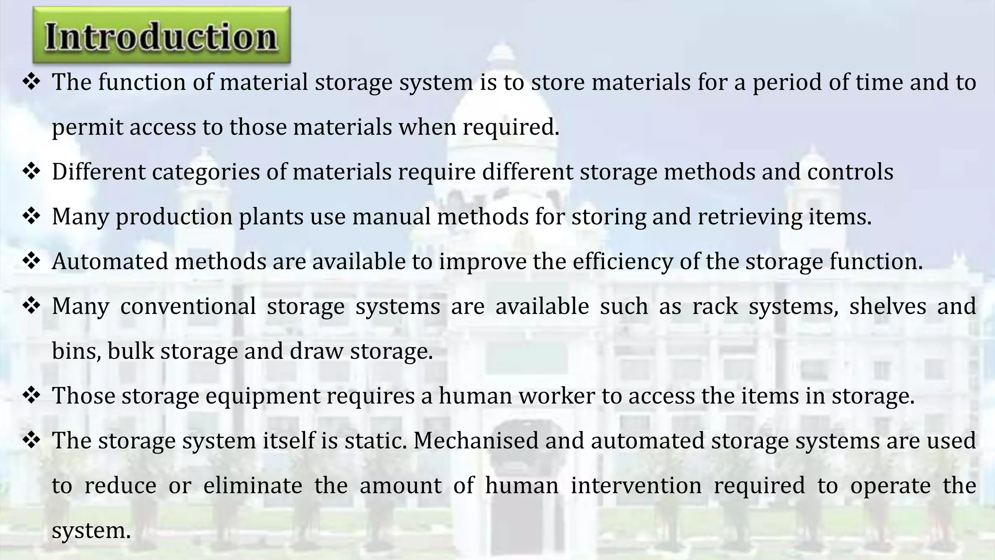 Automated storage and retrieval system and Automatic identification and ...