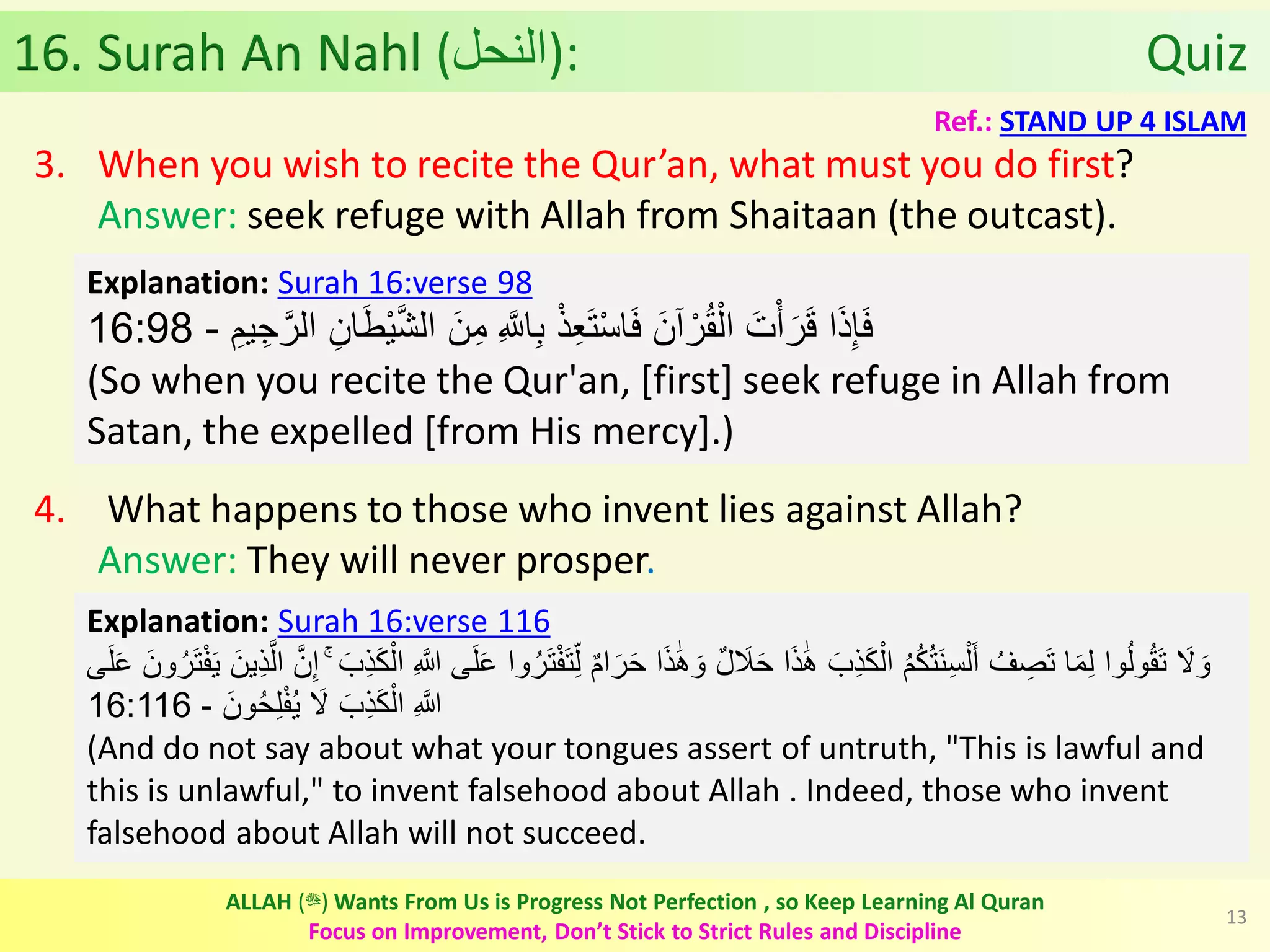 Al Quran (Chapter 16): Surah An Nahl [The Bee], An Niem [The Blessings ...