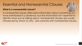 commas with essential and nonessential clauses | PPT