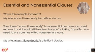 commas with essential and nonessential clauses | PPT