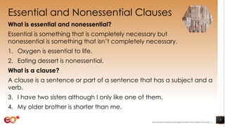 commas with essential and nonessential clauses | PPT