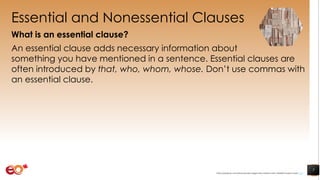 commas with essential and nonessential clauses | PPT