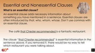 commas with essential and nonessential clauses | PPT