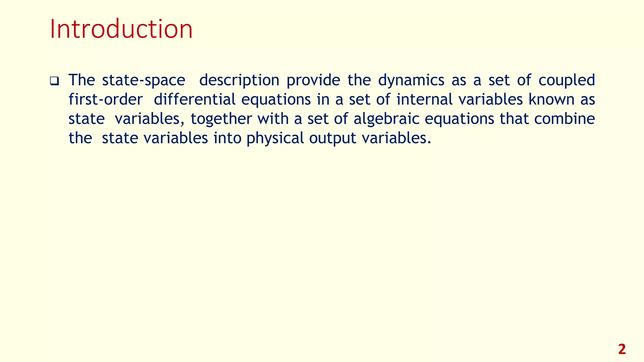 State Space Representationstate Space Model Controllability And