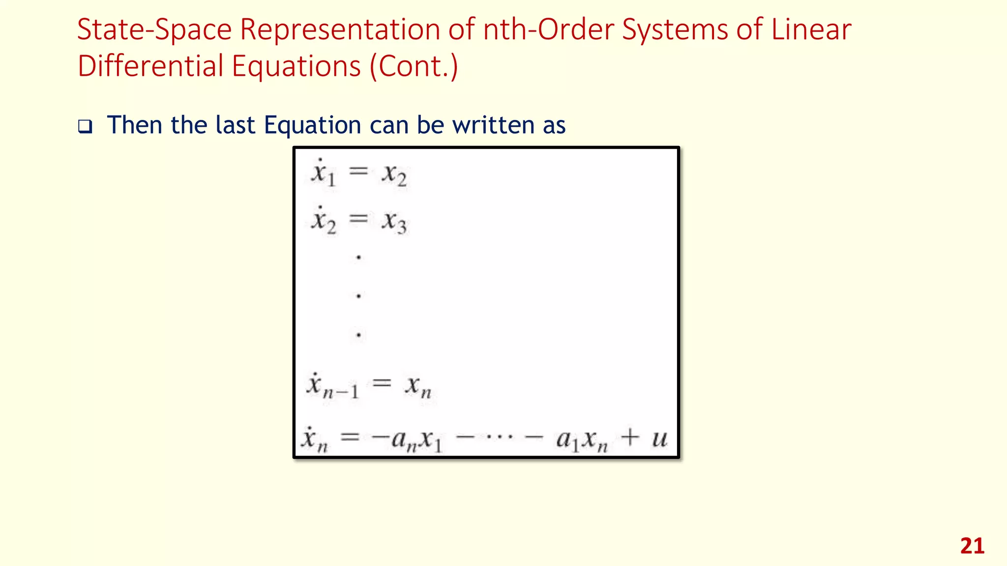 State Space Representation State Space Model Controllability And