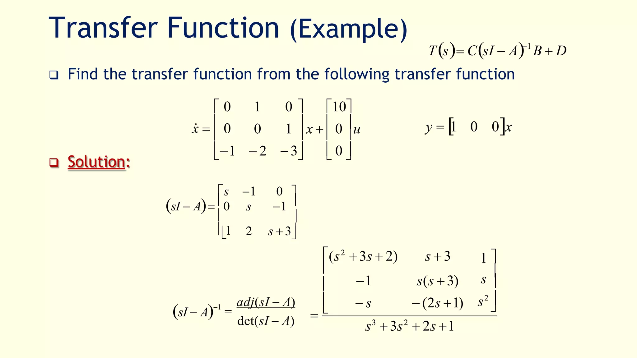 State Space Representationstate Space Model Controllability And Observability Derive Transfer