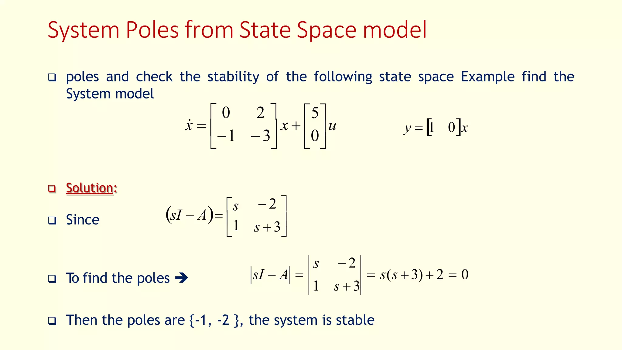 state space representation,State Space Model Controllability and ...
