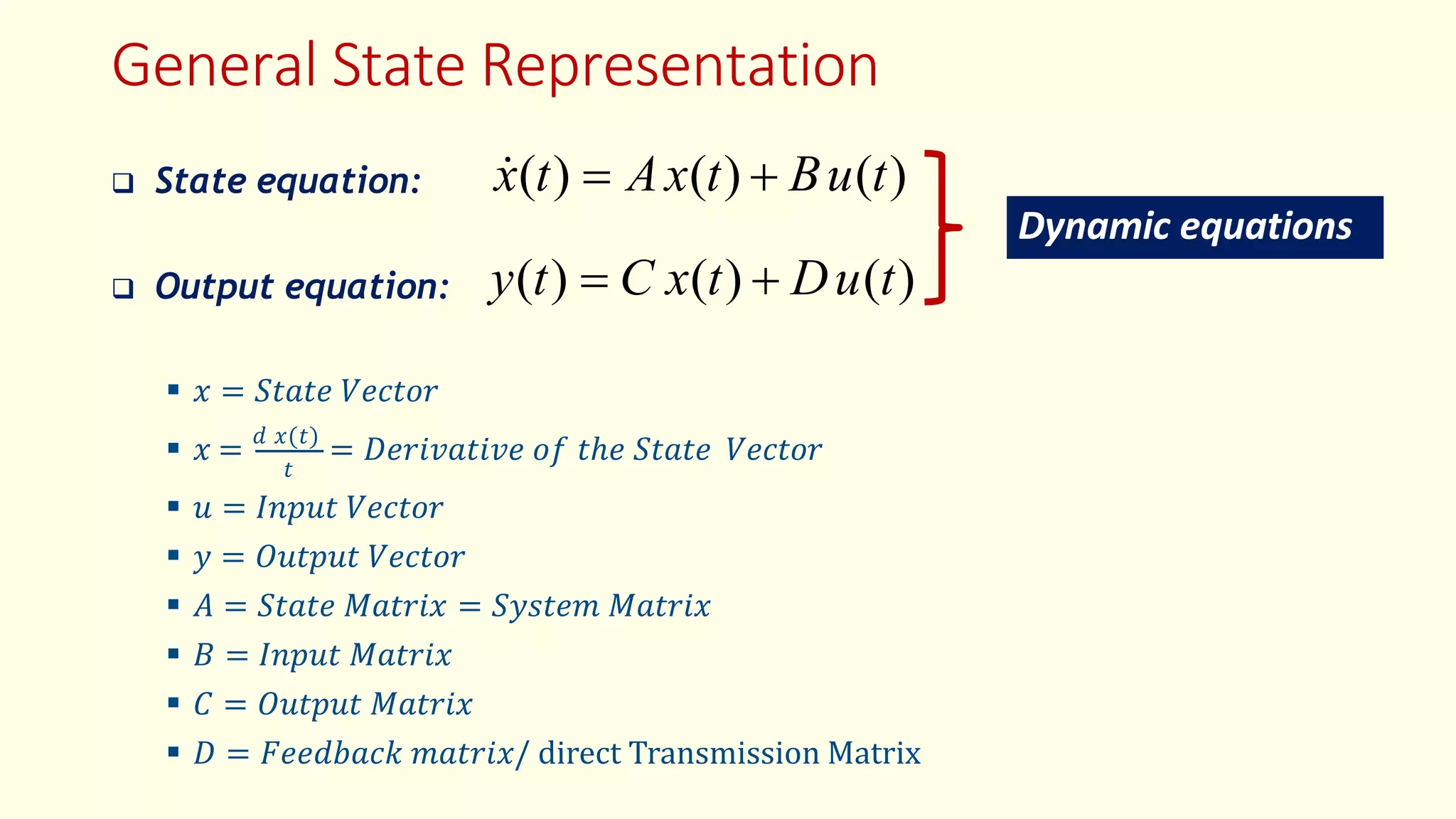 State Space Representation State Space Model Controllability And
