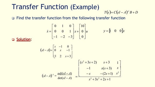 State Space Representation State Space Model Controllability And Observability Derive Transfer