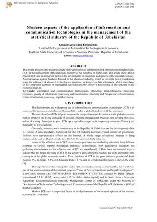 Modern aspects of the application of information and communication ...