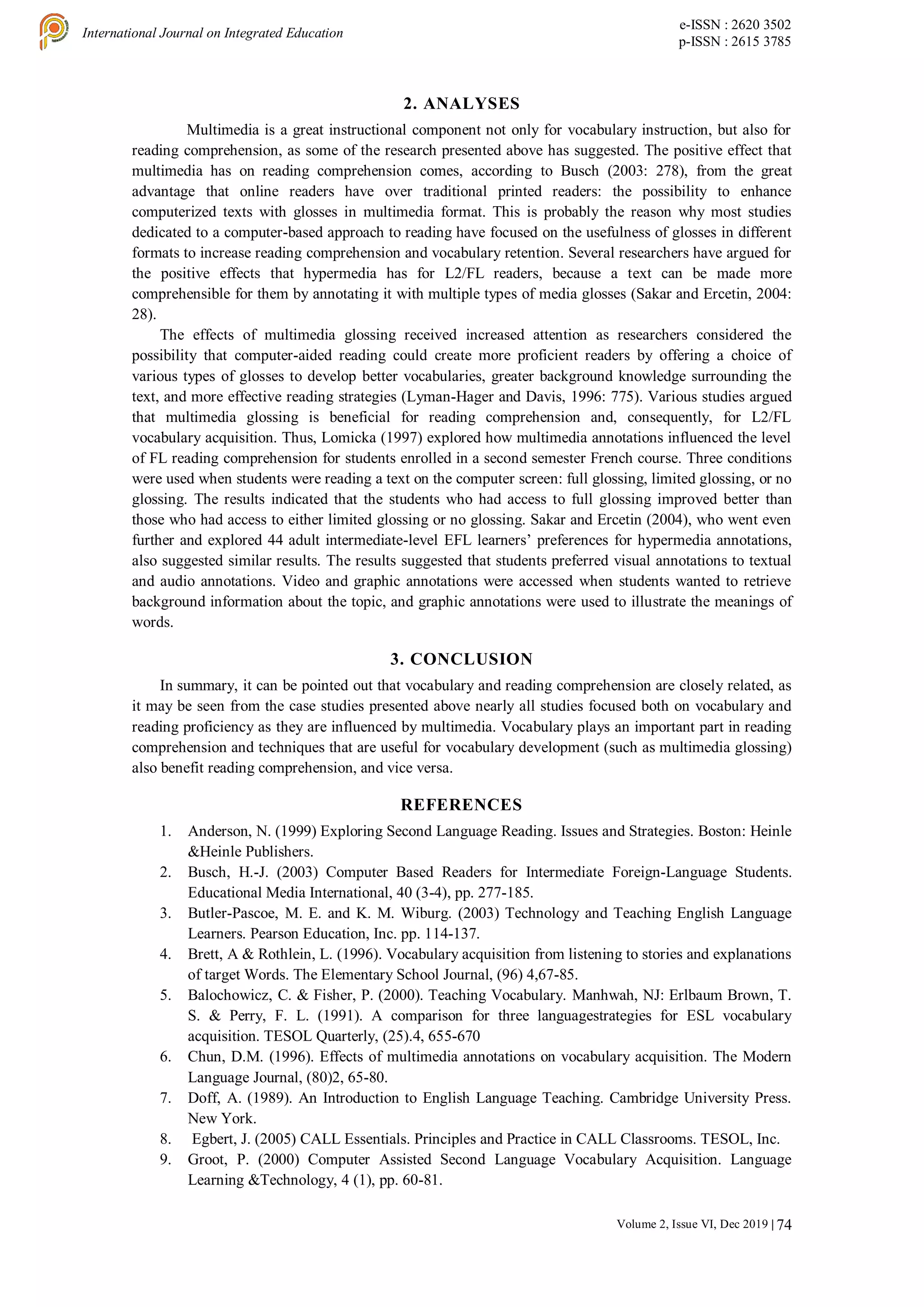 Using multimedia for vocabulary teaching | PDF