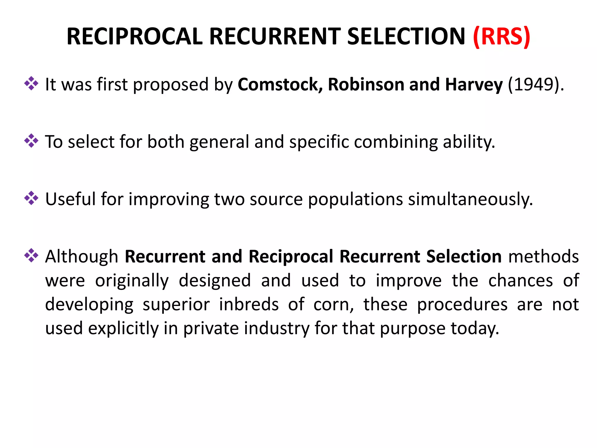 16 Recurrent Selection Pptx Genetics Science