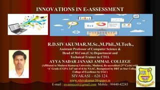 Innovations in E-Assessment - R.D.Sivakumar | PPT